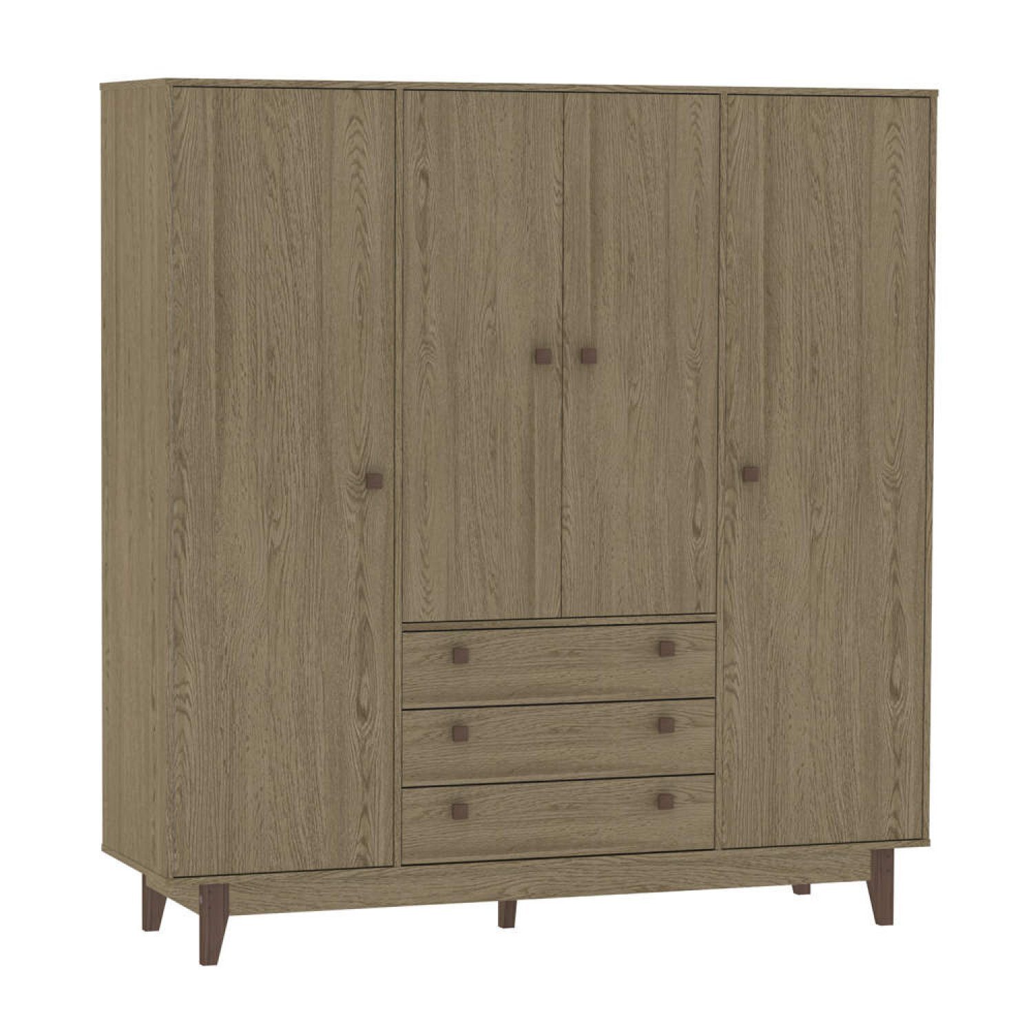 Guarda Roupa Casal 4 Portas 3 Gavetas Vintage Olivar Rustik Carvalho ...