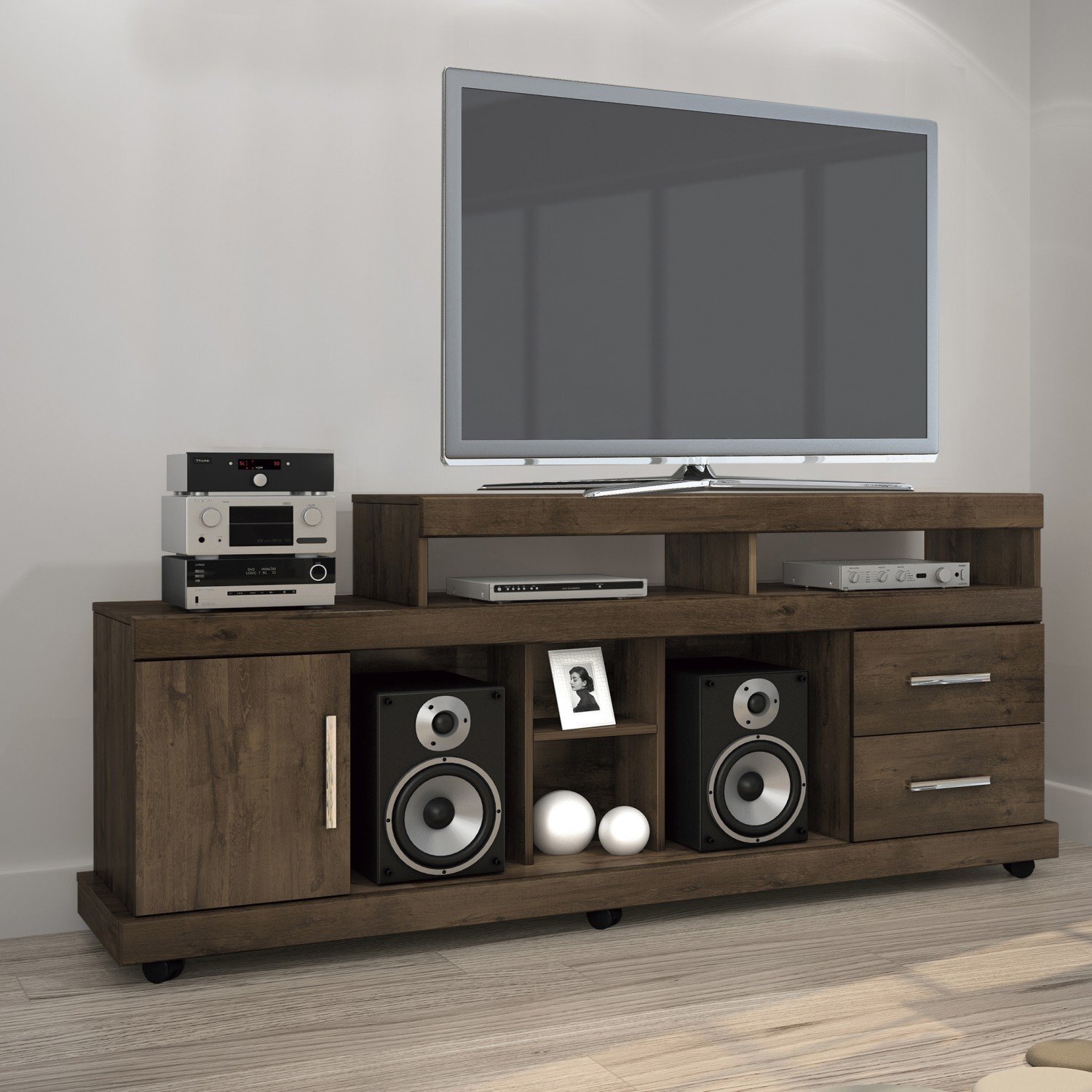 Rack para TV até 42 Polegadas 2 Gavetas e Nichos Bem Ti Vi JCM Móveis ...