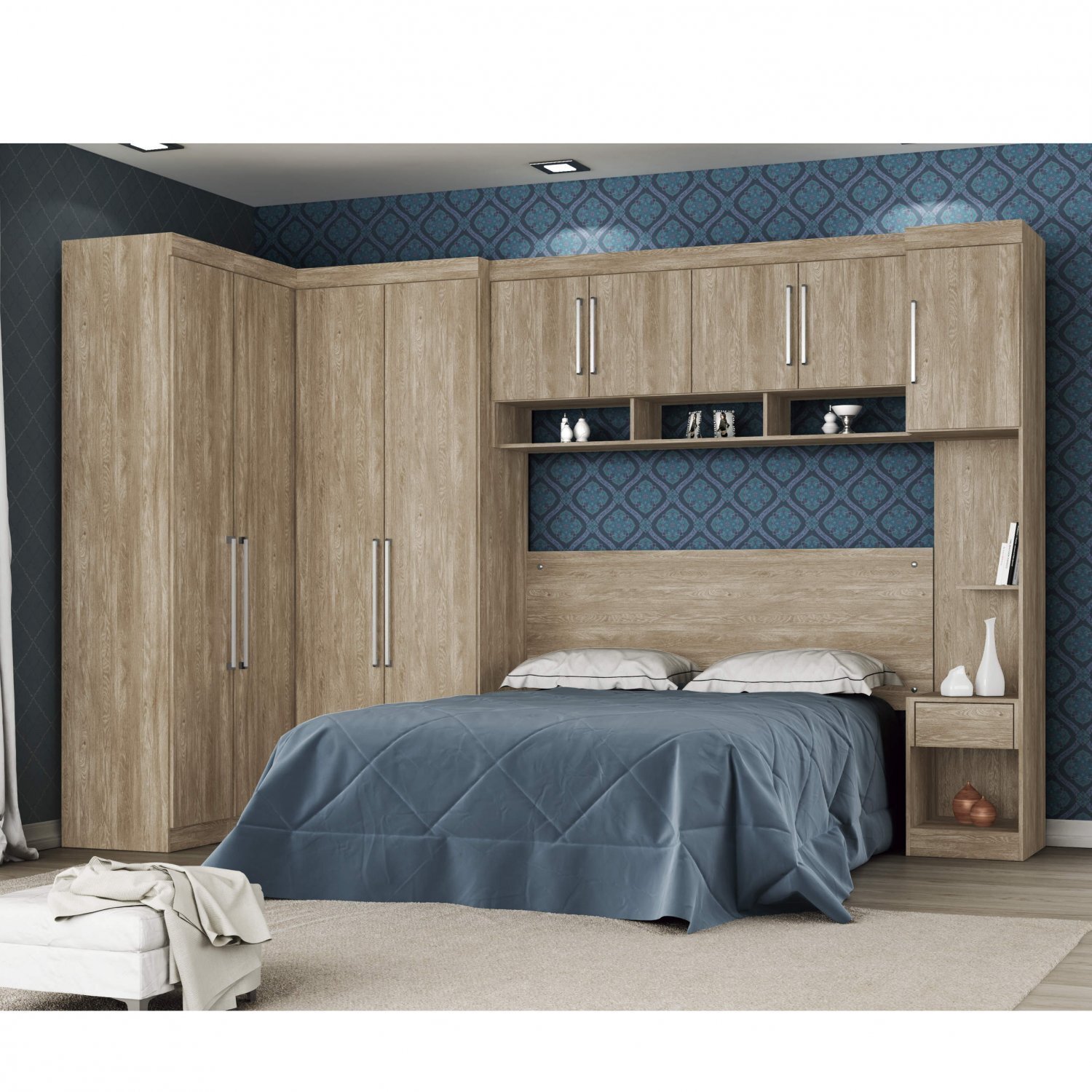 Guarda Roupa Modulado Casal 6 Peças Módena VI Demóbile Nogal ...