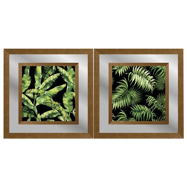 Quadro Decorativo Duplo Com Paspatur em Espelho Paisagem Folhas 50x50 ...