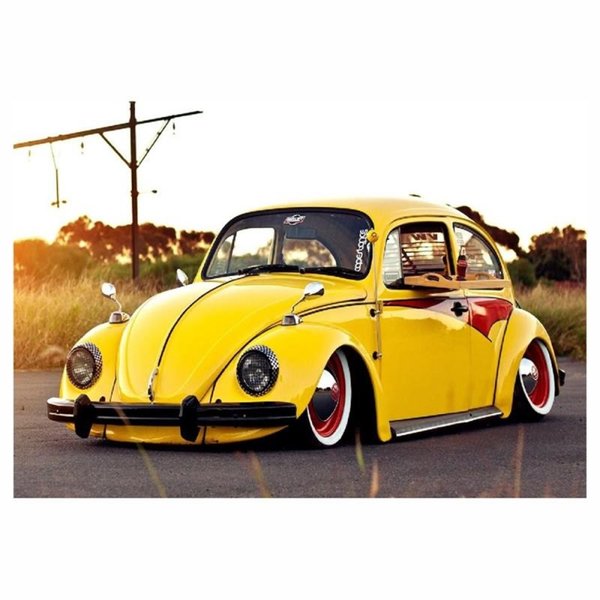 Quadro Fusca Amarelo Rebaixado decorativo | MadeiraMadeira