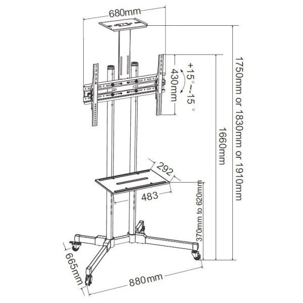 Rack / Suporte Pedestal para TV LCD / LED, Para tela de 32 -70 FT-64EX ...