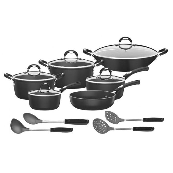 Jogo de Panelas Mônaco Preta Starflon T3 e Utensílios 10 Peças ...