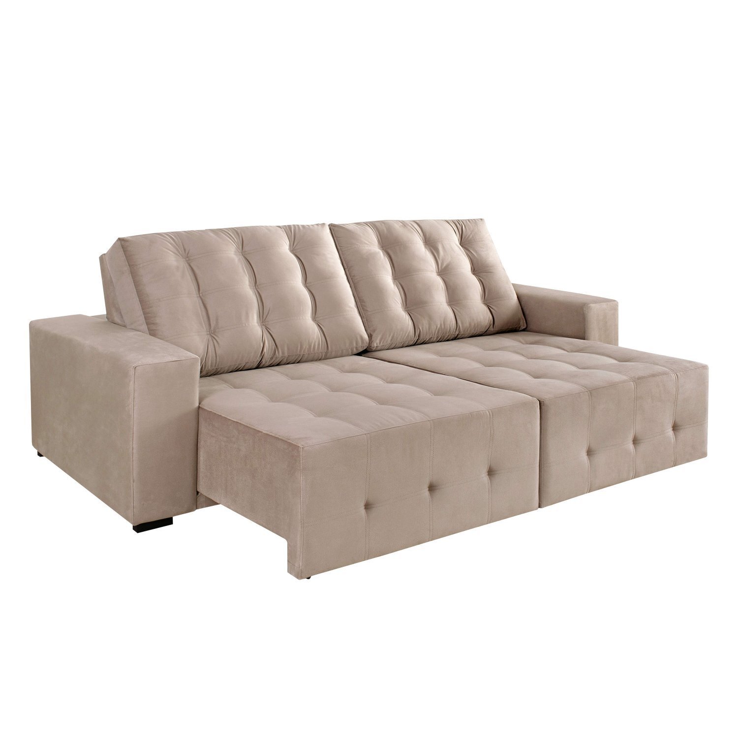 Sofá Retrátil E Reclinável 3 Lugares Suede 230cm Peró Estofart Bege