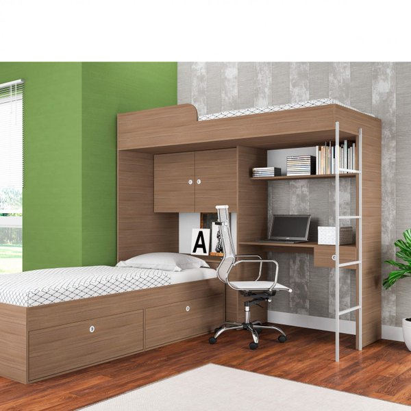 Cama Solteiro Alta Multifuncional Luiza Linha Quarto Art in Móveis ...