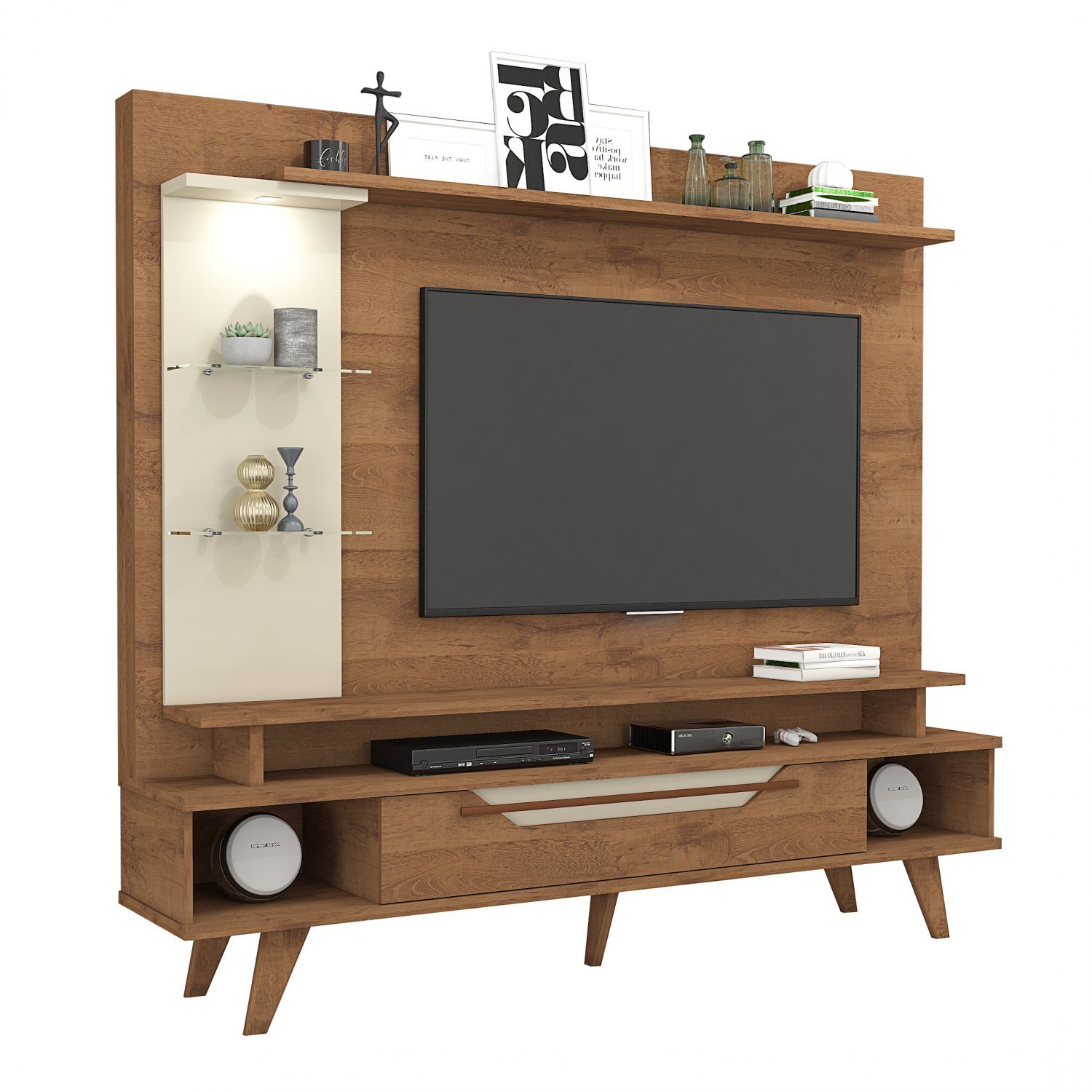 Estante Home para TV até 55 Polegadas com LED 1 Gaveta Londres Retrô ...