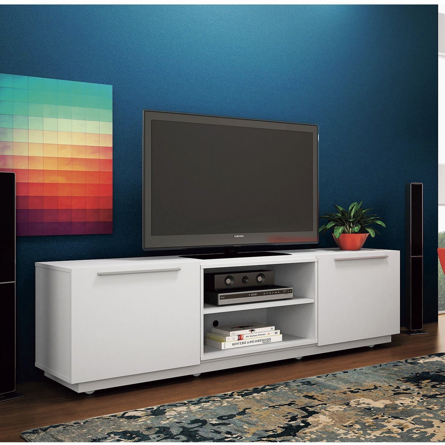 Rack para TV até 50 Polegadas 2 Portas com Prateleiras Bayron Olivar ...