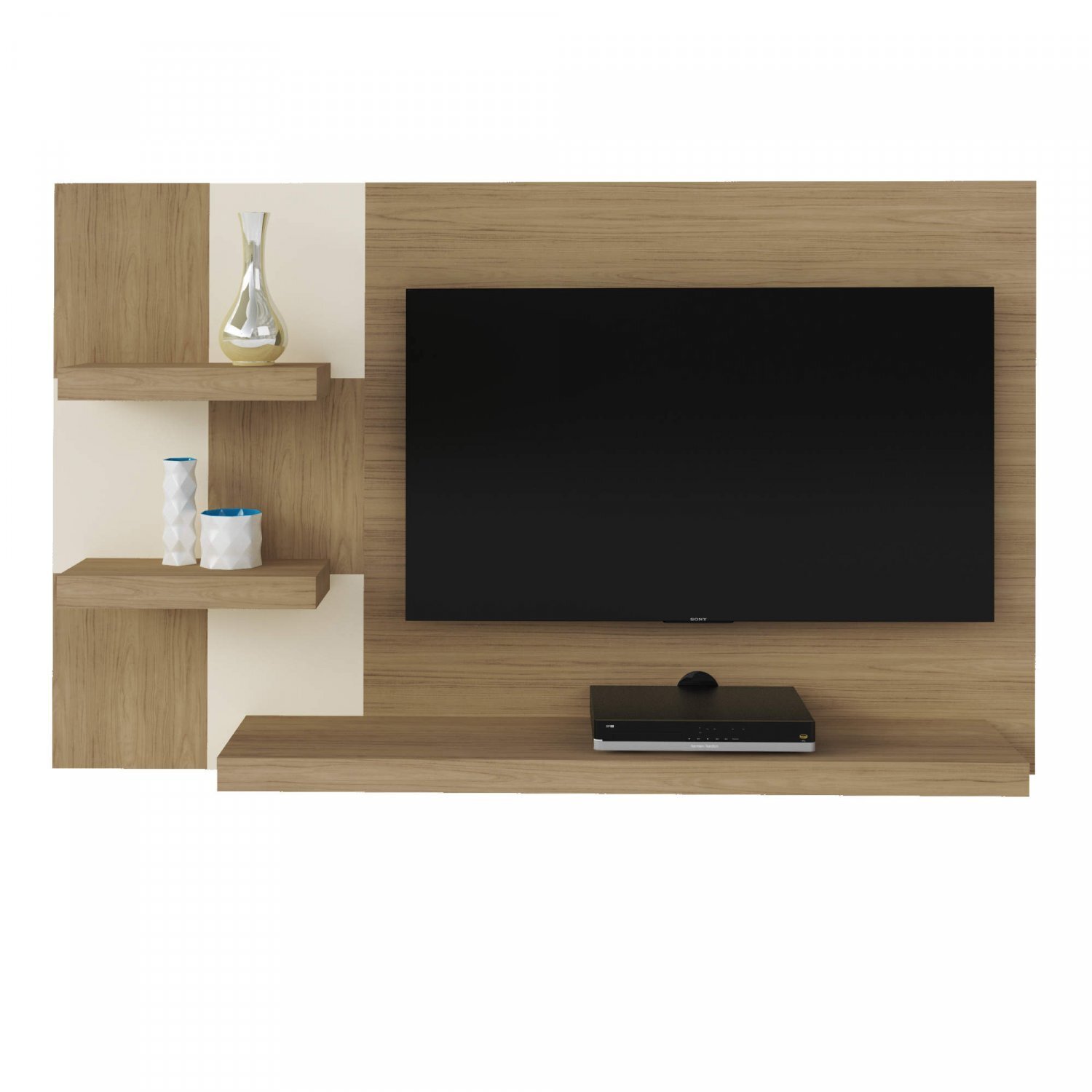 Painel para TV até 50 Polegadas 3 Prateleiras Chess Artely Carvalho/Off ...