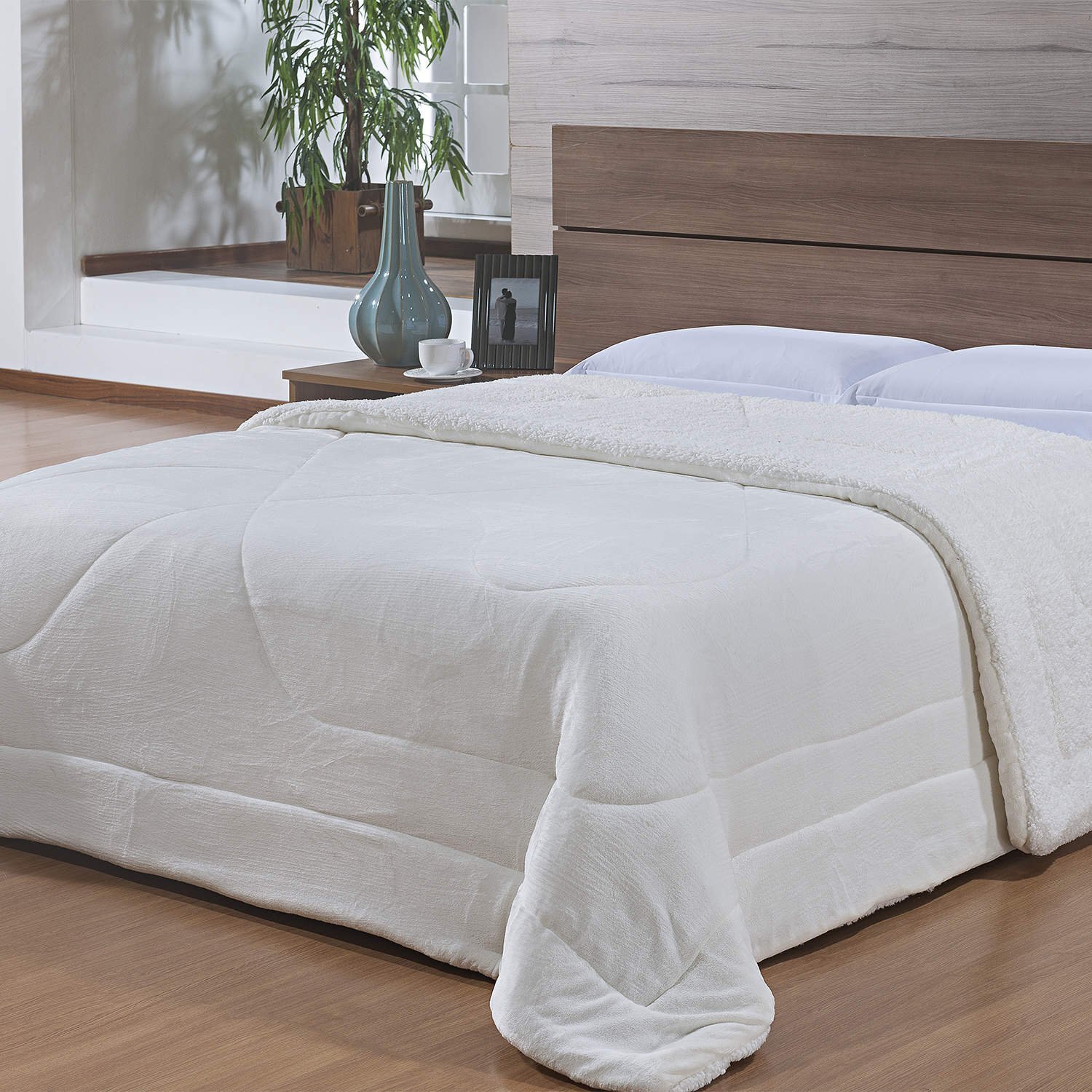 Edredom Casal Dupla Face Capetown Microfibra 1 Peça Niazitex Branco ...