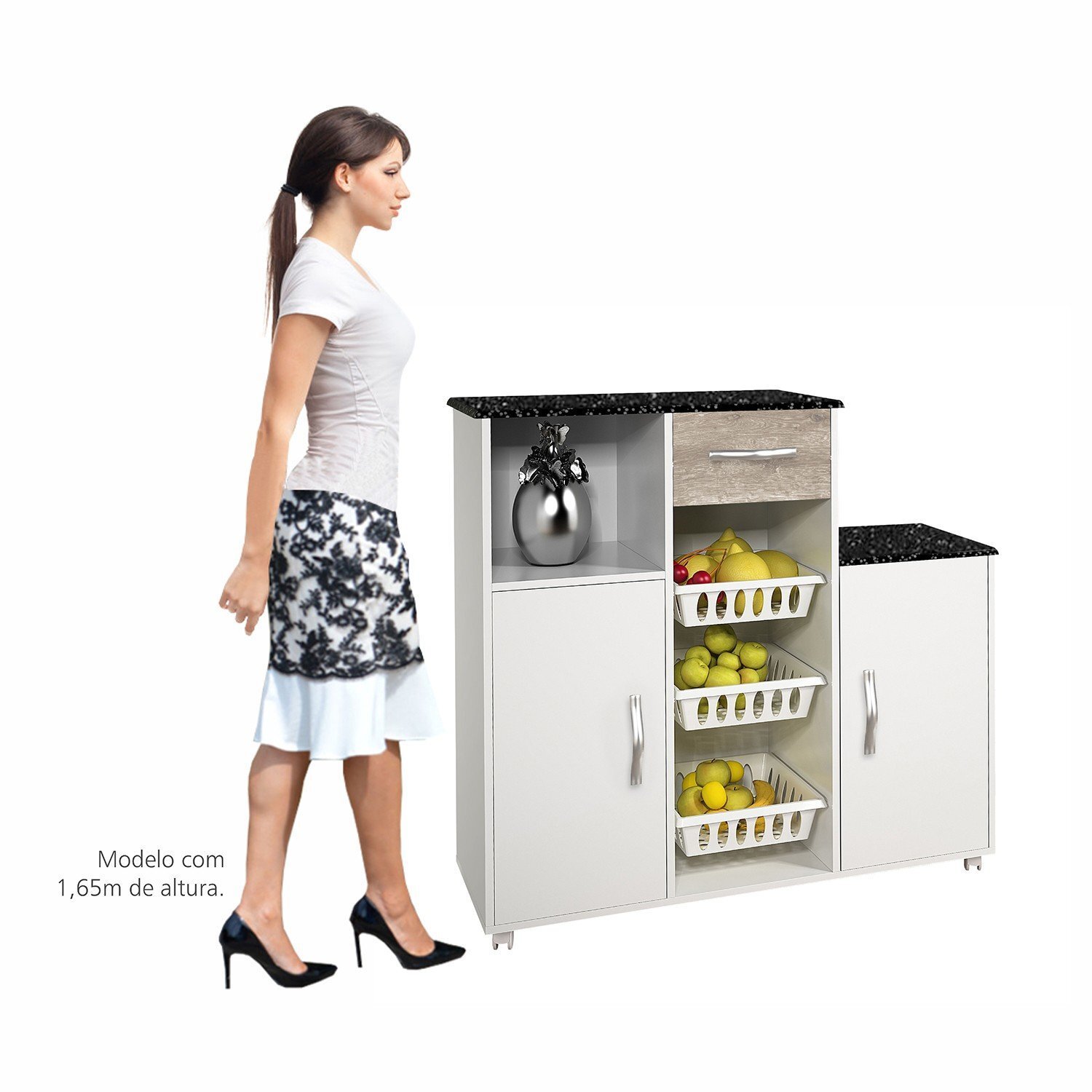 Fruteira Multiuso 2 Portas 1 Gaveta Croácia Top Line Flex Color CHF ...