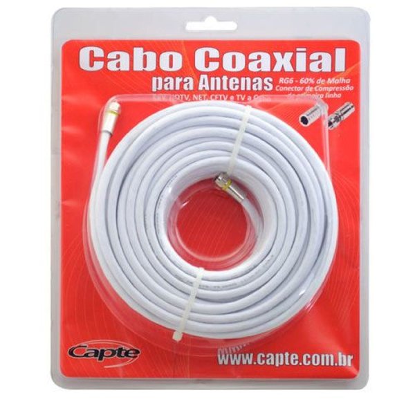 Cabo Rg6 Branco 10m Cabo Coaxial Rg06 Para Antena Tv Pronto ...
