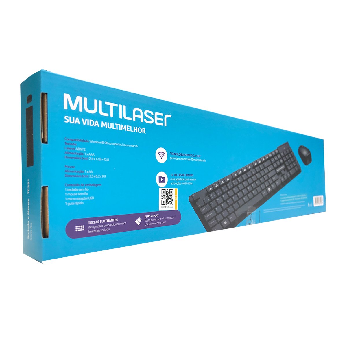 Kit Teclado e Mouse Wireless Multilaser TC251, 2.4GHz, Teclas ...