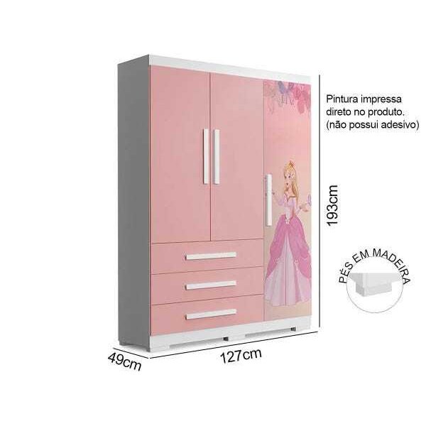 Guarda Roupa / Roupeiro Princesa - Rosa Rosa | MadeiraMadeira