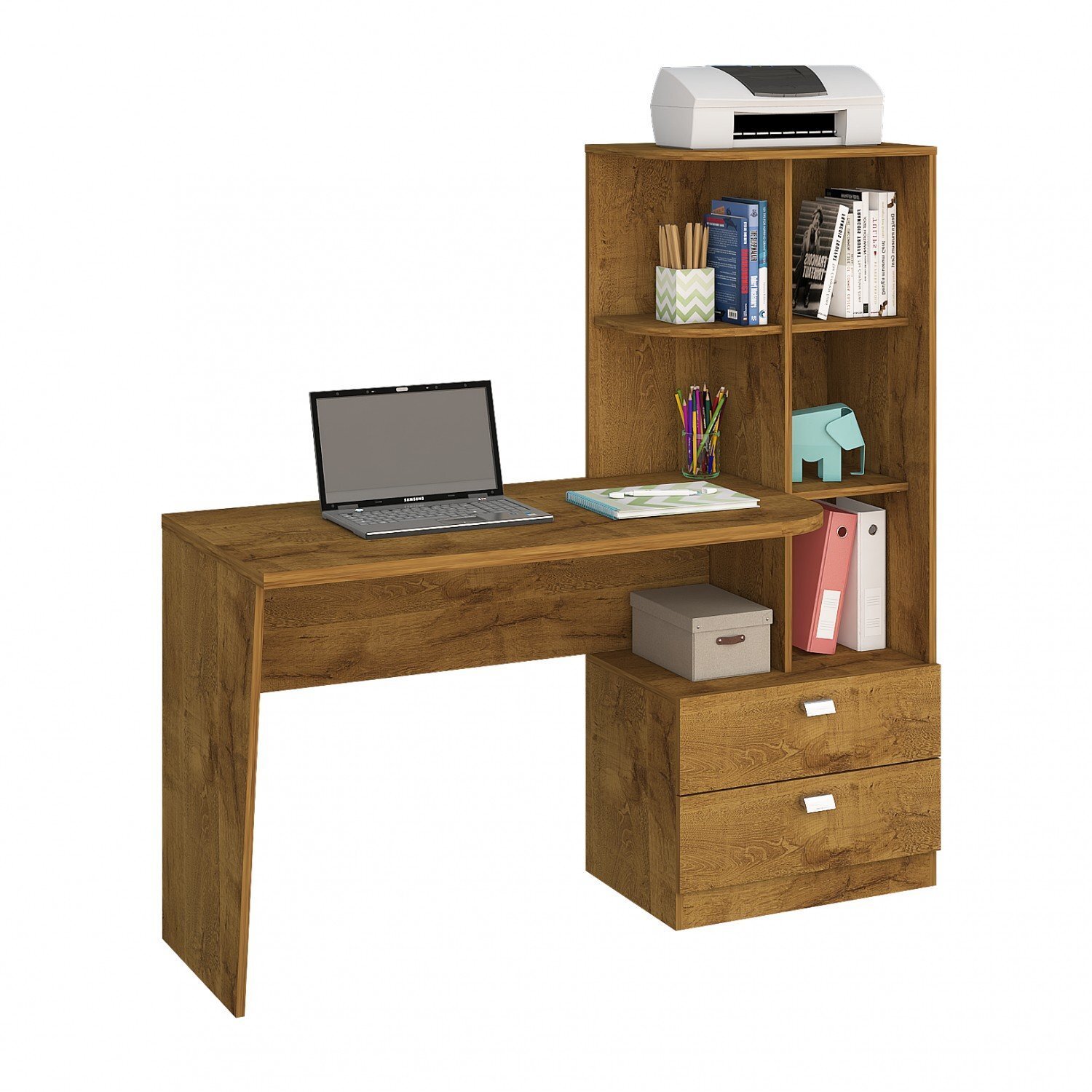 Escrivaninha com Estante Elisa Permobili Mel - MadeiraMadeira