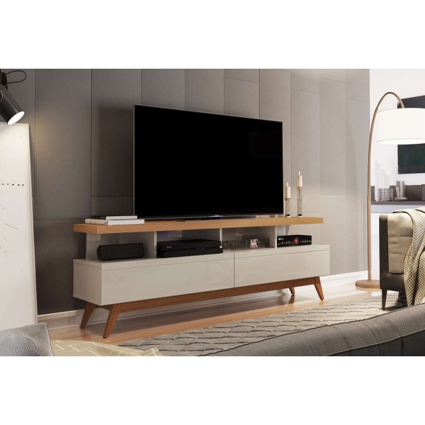 Rack Germai Vivare Wood 1.6 Off White/Nature TV 65 Polegadas:Off White ...