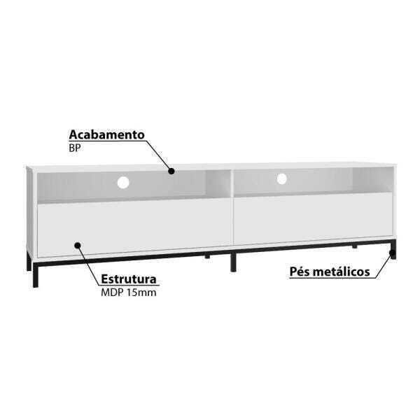Rack Tubular para TV 50 2 Portas Basculantes BRV - Branco/P ...