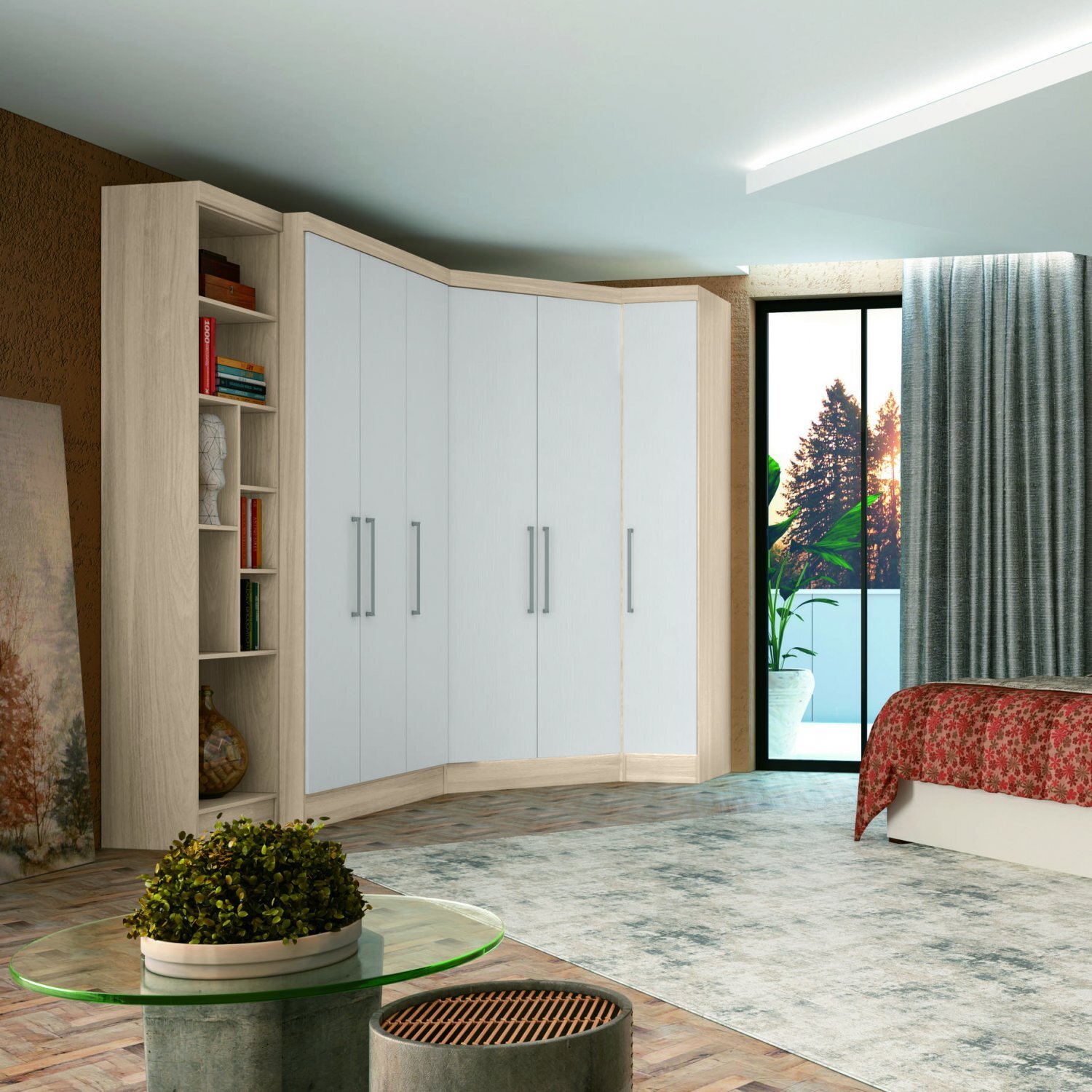 Quarto Casal Completo 5 Peças Móveis Castro Nogueira/Branco ...