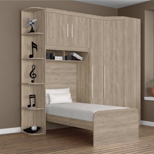 Guarda Roupa Solteiro Canto com Cama Brasil Espresso Móveis Cedro ...