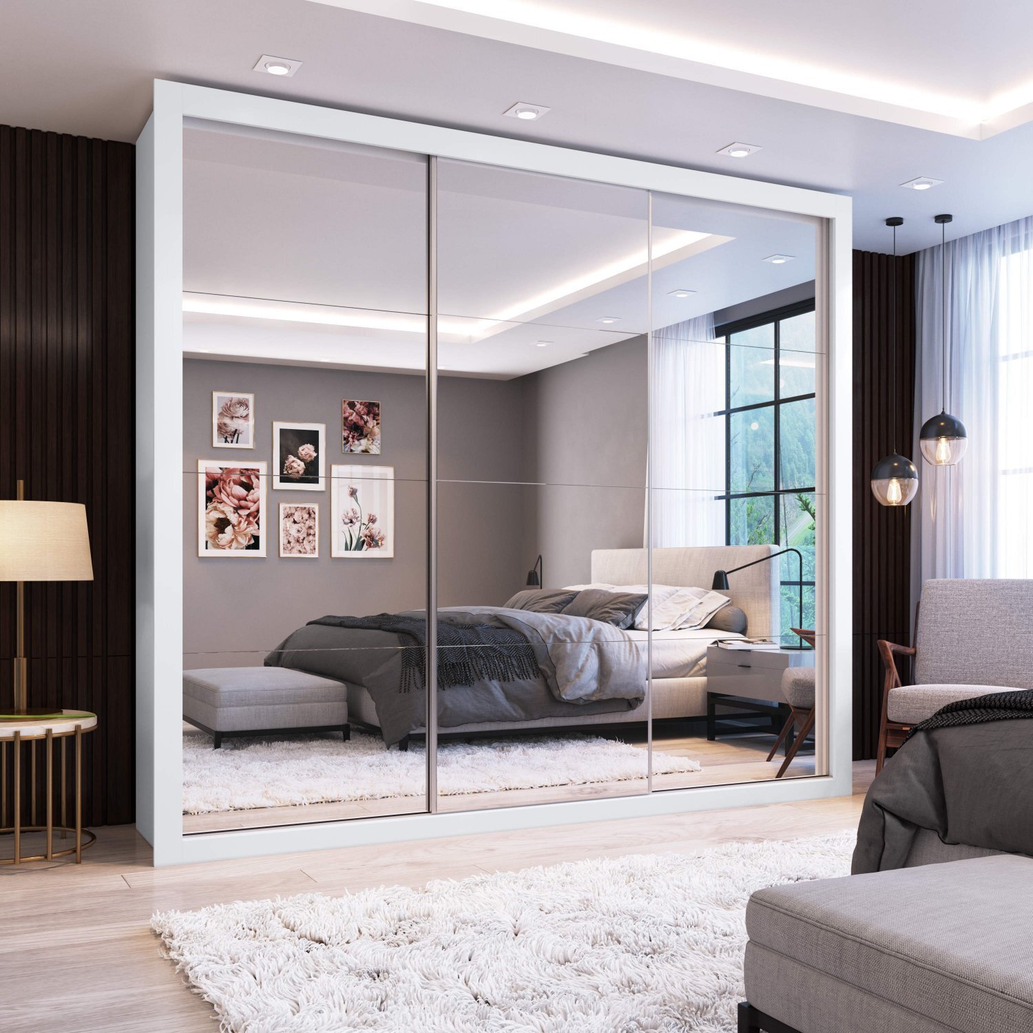 Guarda Roupa Casal com Espelho 3 Portas de Correr Flórida Espresso ...