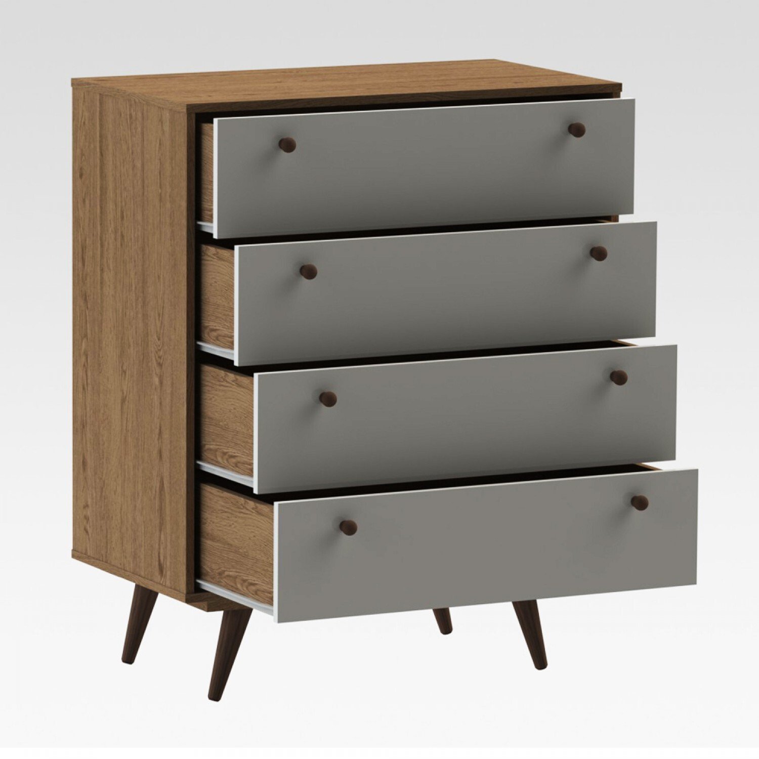 Cômoda 4 Gavetas Retrô 35 Olivar Rustik Carvalho/Branco - MadeiraMadeira