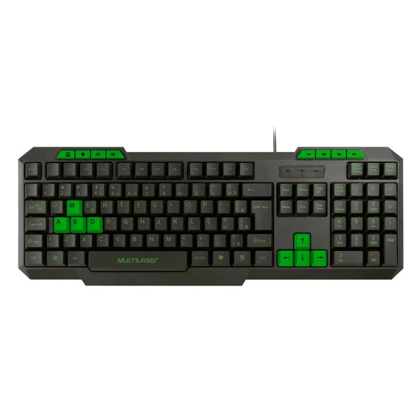 Teclado Gamer Multilaser Multimídia Slim Com Hotkeys Preto e Verde ...