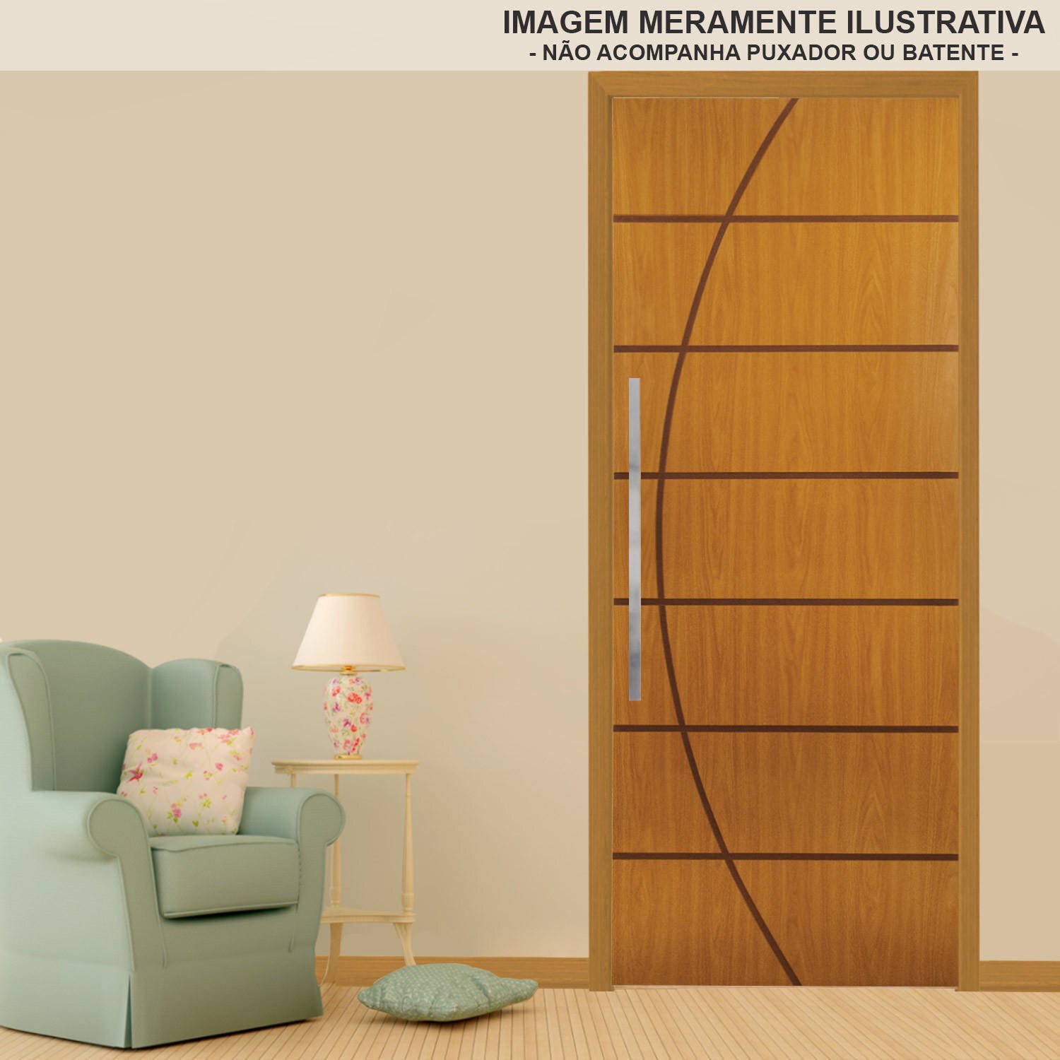 Porta de Madeira Frisada Neblina MGM 210cmx80cm Melamínico Mogno ...