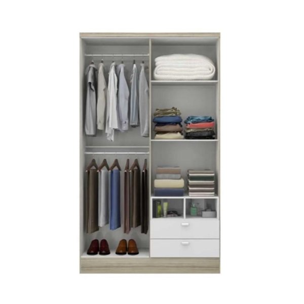 Guarda Roupa Roupeiro Solteiro Nicho 4 Portas 2 Gavetas Branco ...