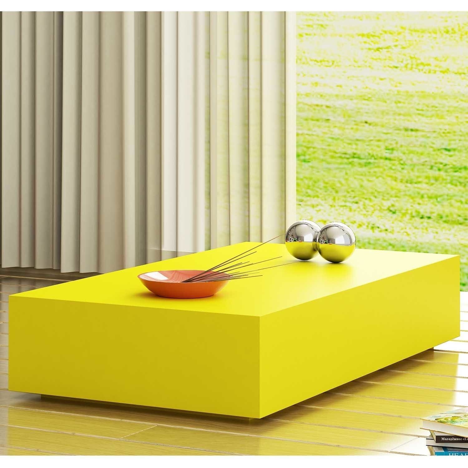 Mesa de Centro Retangular Uvim Amarelo | MadeiraMadeira