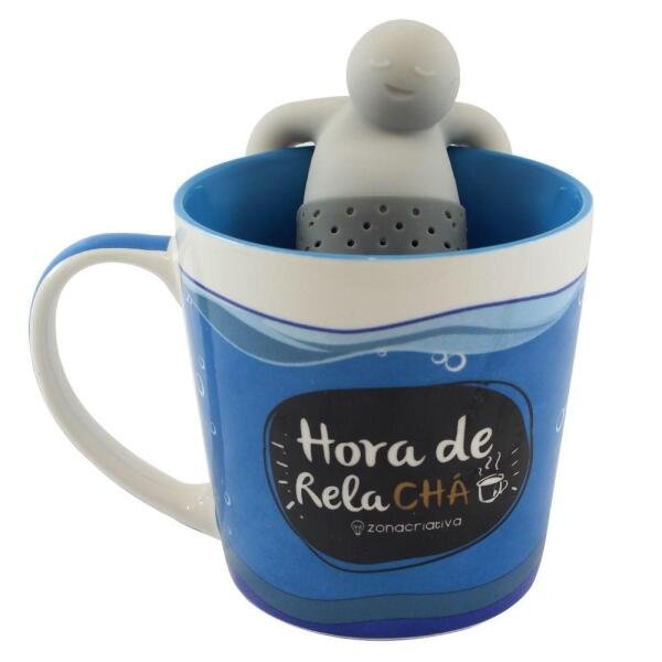 Caneca com Infusor de Chá Azul | MadeiraMadeira