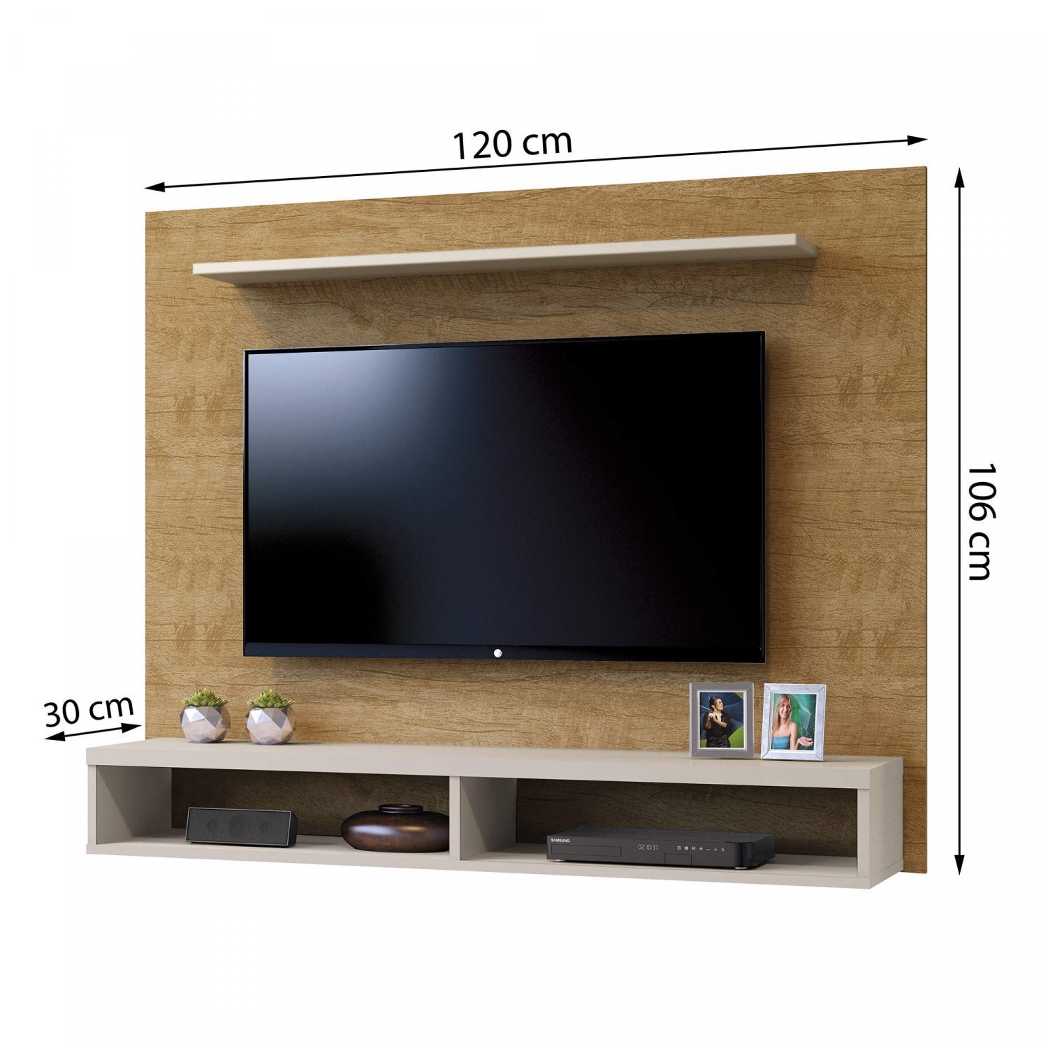 Painel para TV até 50 Polegadas 2 Nichos Topázio Contemporâneo Mavaular ...