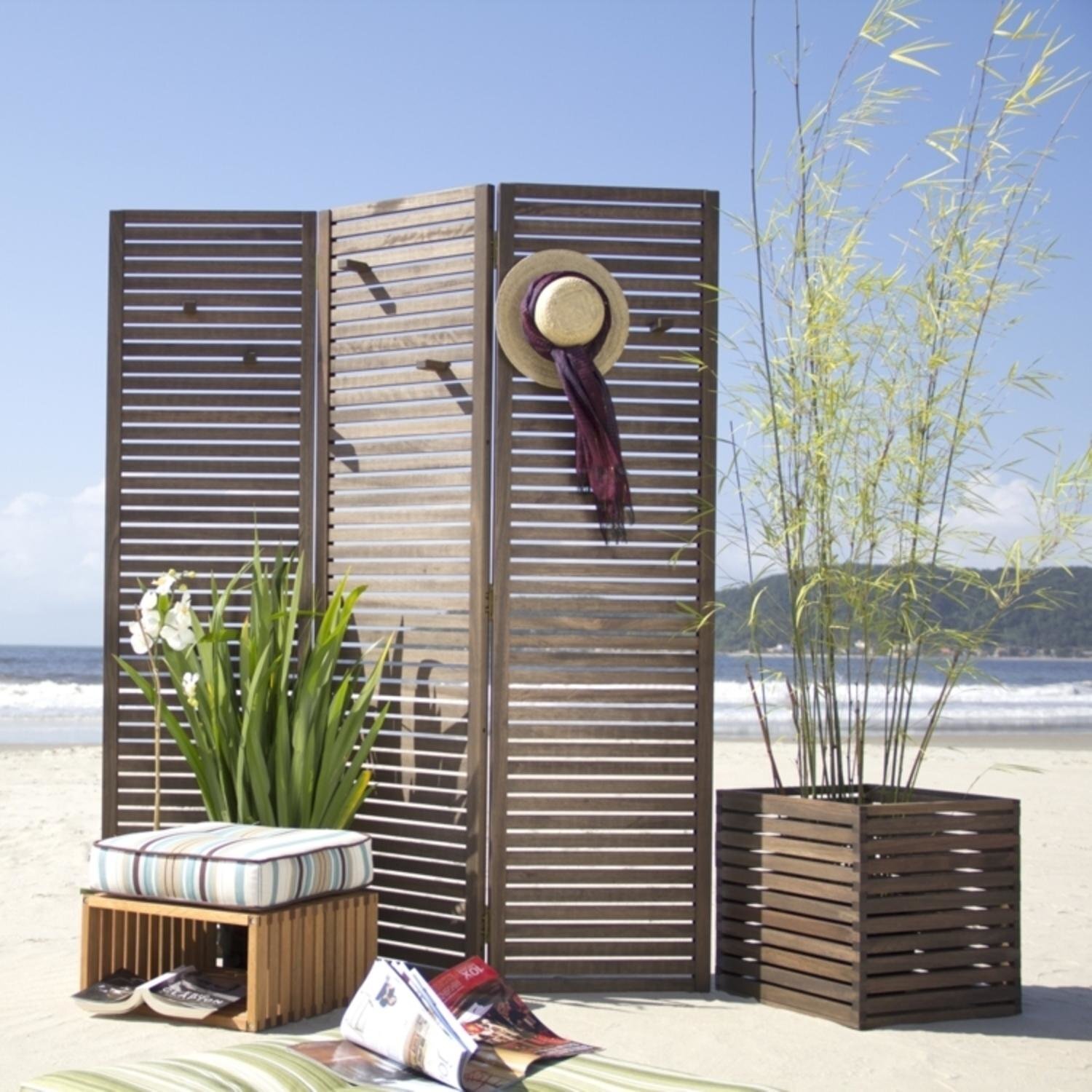 Biombo 3 asas Dominoes Madeira Nogueira | MadeiraMadeira